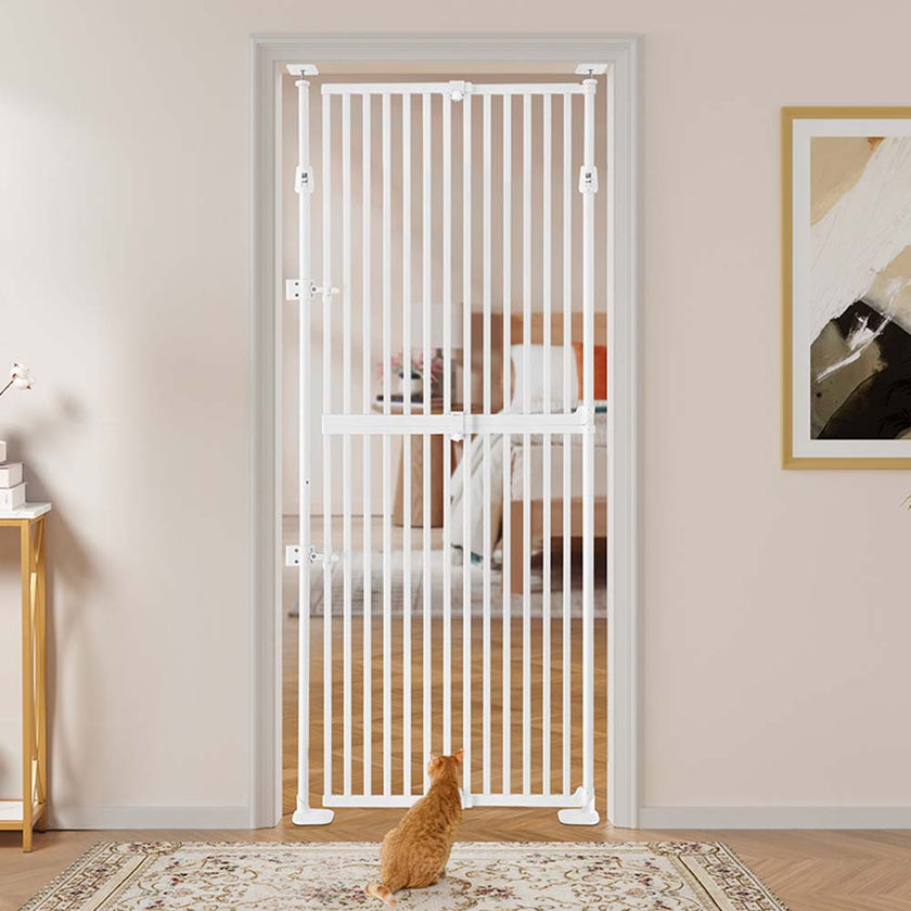 Multi-Size Extra Tall Cat Gate | Pressure-Mounted Pet Barrier with Cat ...