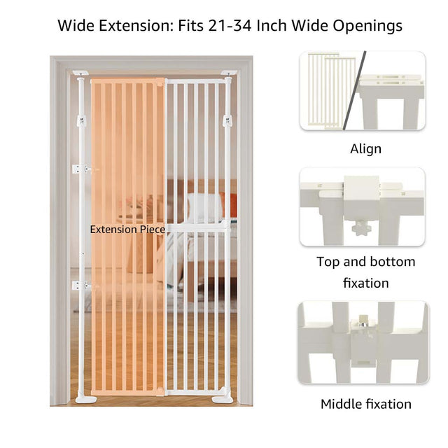 Multi-Size Extra Tall Cat Gate | Pressure-Mounted Pet Barrier with Cat ...