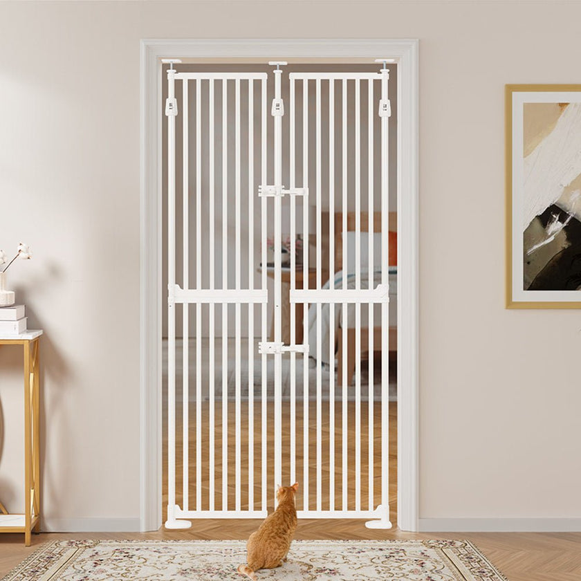 Multi-Size Extra Tall Cat Gate | Pressure-Mounted Pet Barrier with Cat ...